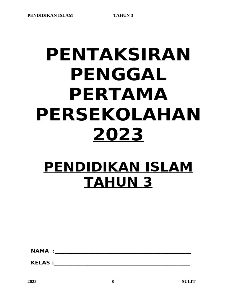 Soalan Pendidikan Islam Tahun 3 | PDF