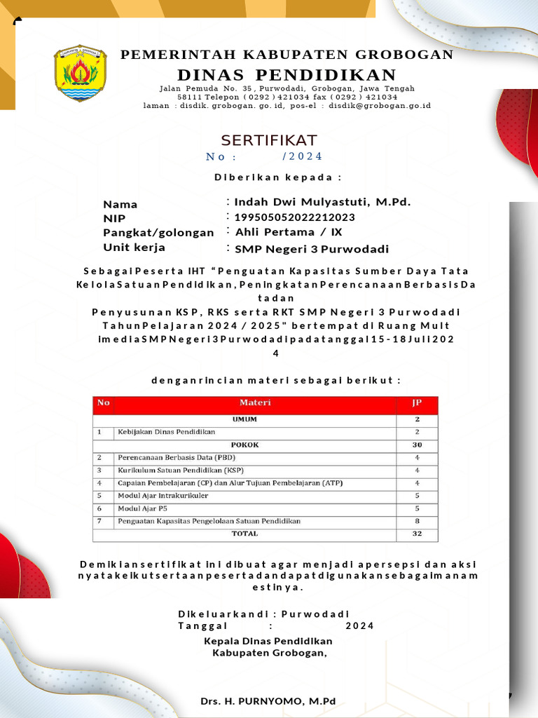 (Buat Banyak 1) Sertifikat IHT 2024 | PDF