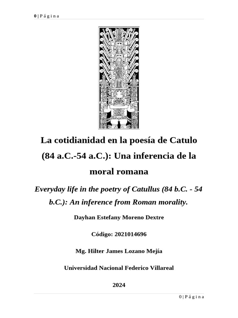 La Cotidianidad en La Poesía de Catulo (84 A.c.-54 A.c.) - Un Vistazo A ...