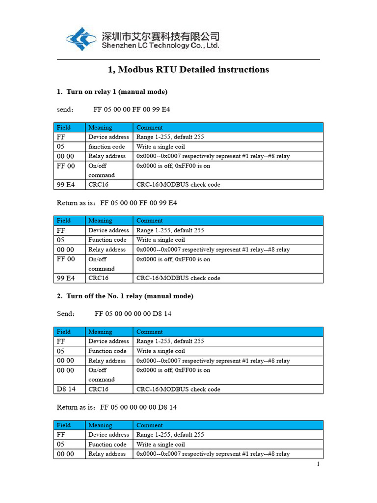Modbus Relay Module Detailed Description | PDF
