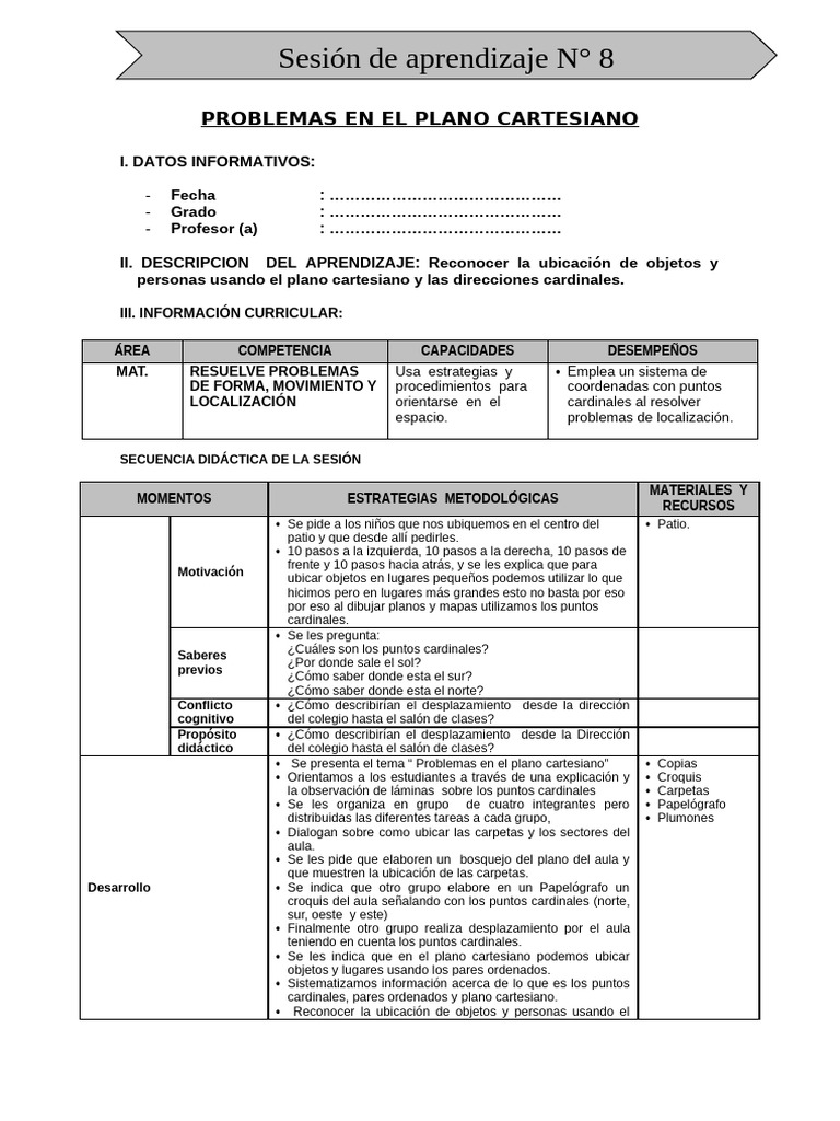 Sesion de Aprendizaje Semana 2 | PDF | Aprendizaje | Maestros