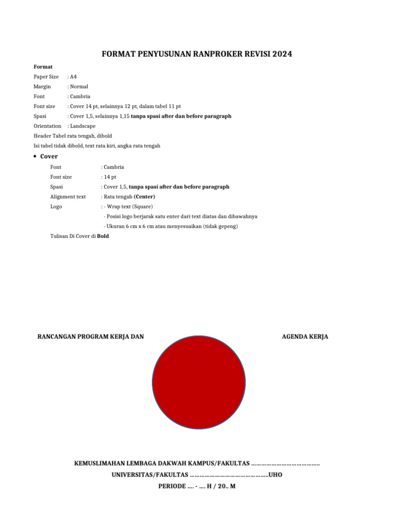 Format Penyusunan Proker - Revisi 2024 - 073231 | PDF