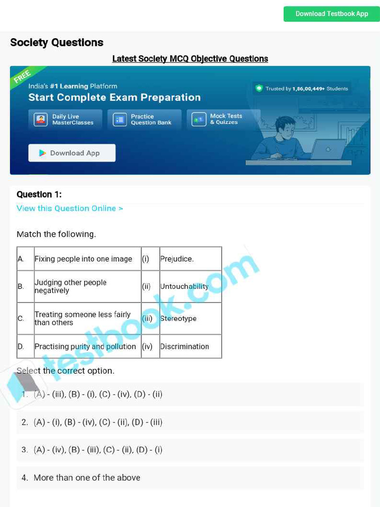 MCQ On Society 5fc421a637912d64182966a3 | PDF