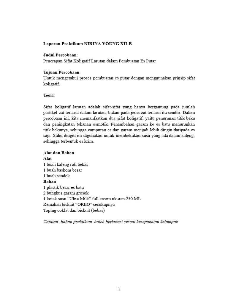 Laporan Praktikum Nirina Young Xii-B | PDF
