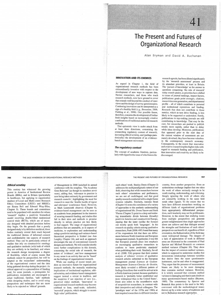 Bryman 2009 Future of Research Cap 41 | PDF