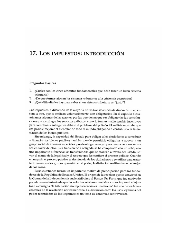 1 Stiglitz Cap 17 Los Impuestos Introduccion | PDF