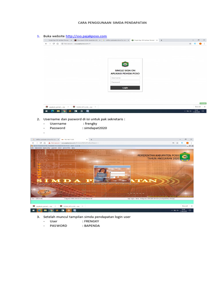 Cara Penggunaan Simda Pendapatan | PDF