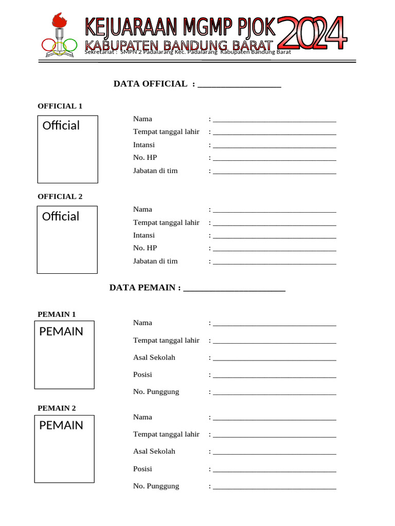 FORM ALBUM OFFICIAL DAN PEMAIN FUTSAL | PDF