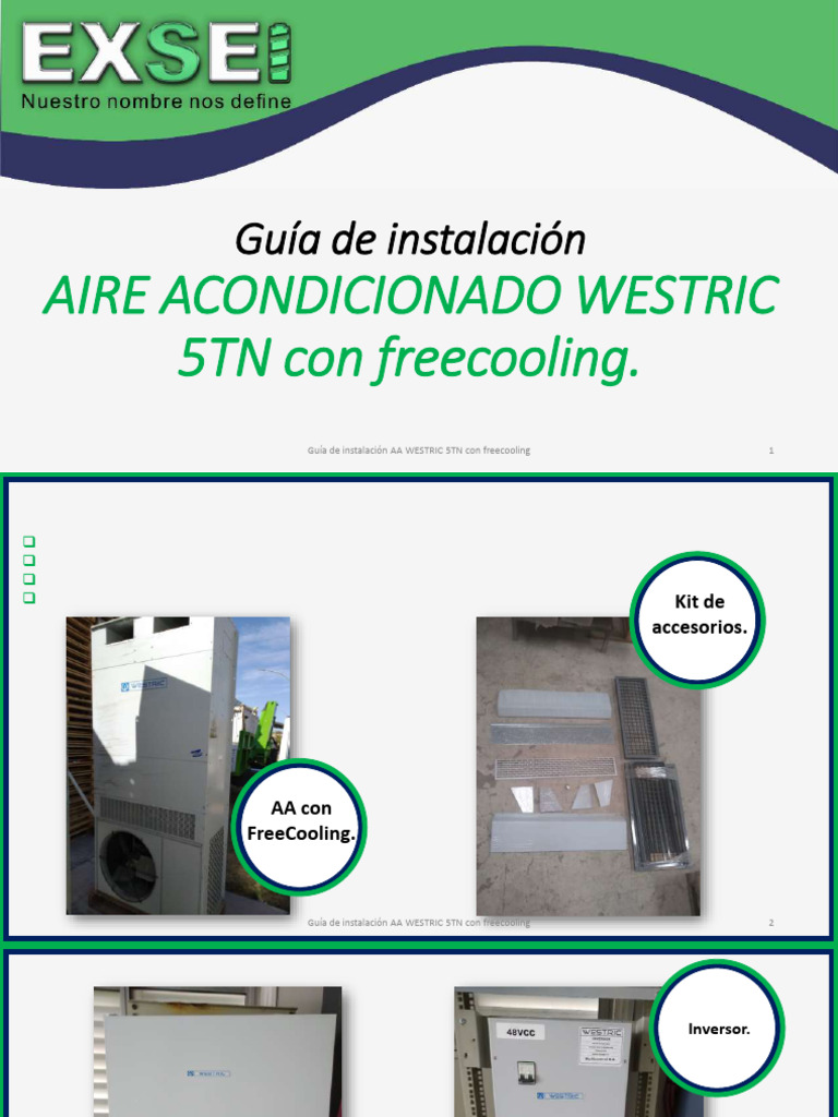 Instructivo Instalación Aire Acondicionado WESTRIC 5TN Con FREECOOLING | PDF