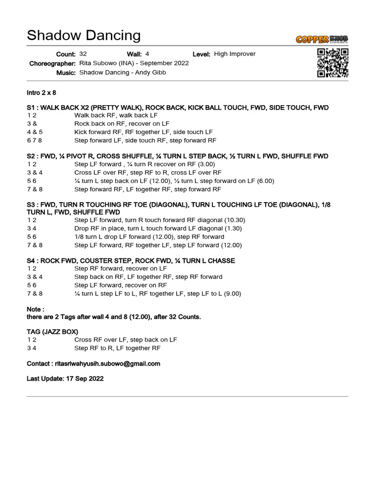 Shadow Dancing Line Dance Steps | PDF | Foreign Language Studies ...