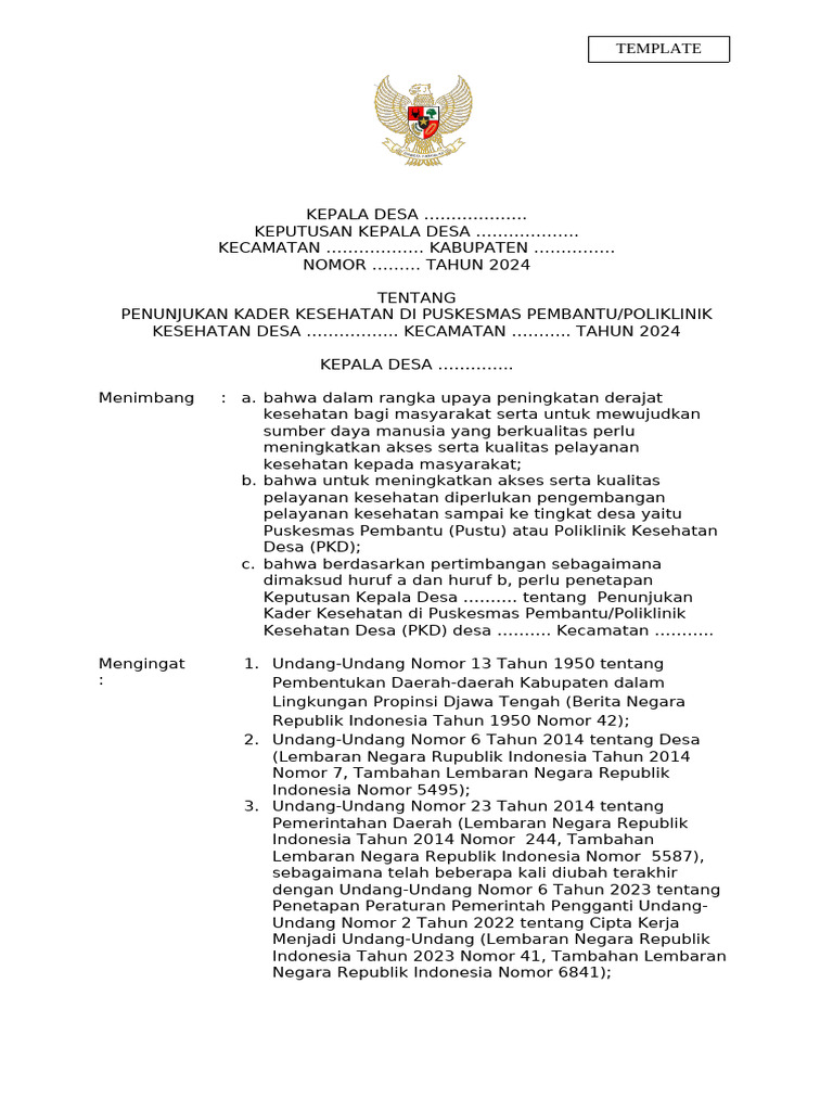 Template SK Kader PKD | PDF