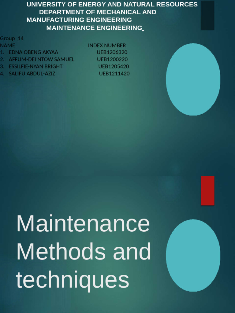 Group 14 Maintenace Methods and Techniques | PDF