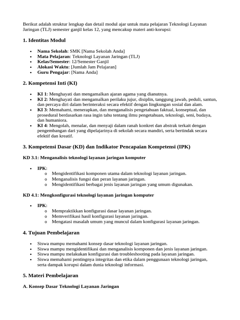 Modul Ajar TLJ 12-Ganjil | PDF
