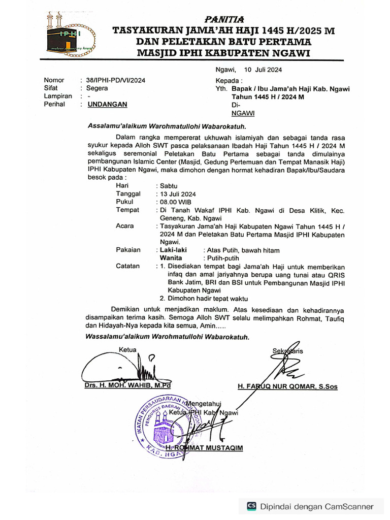 Undangan Tasyakuran Jamaah Haji Kab. Ngawi Tahun 1445 h2024 m ...