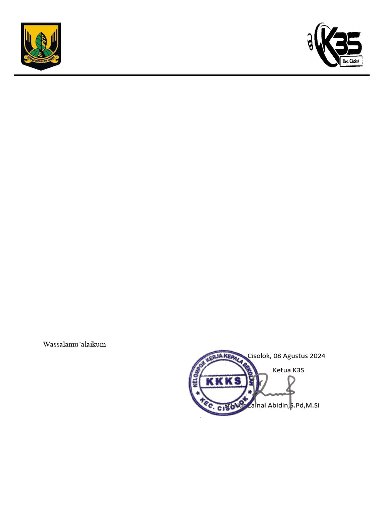 Undangan Rapat K3S Agustus 2024 | PDF