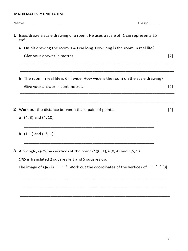 Math 7 - Unit 14 Test | PDF