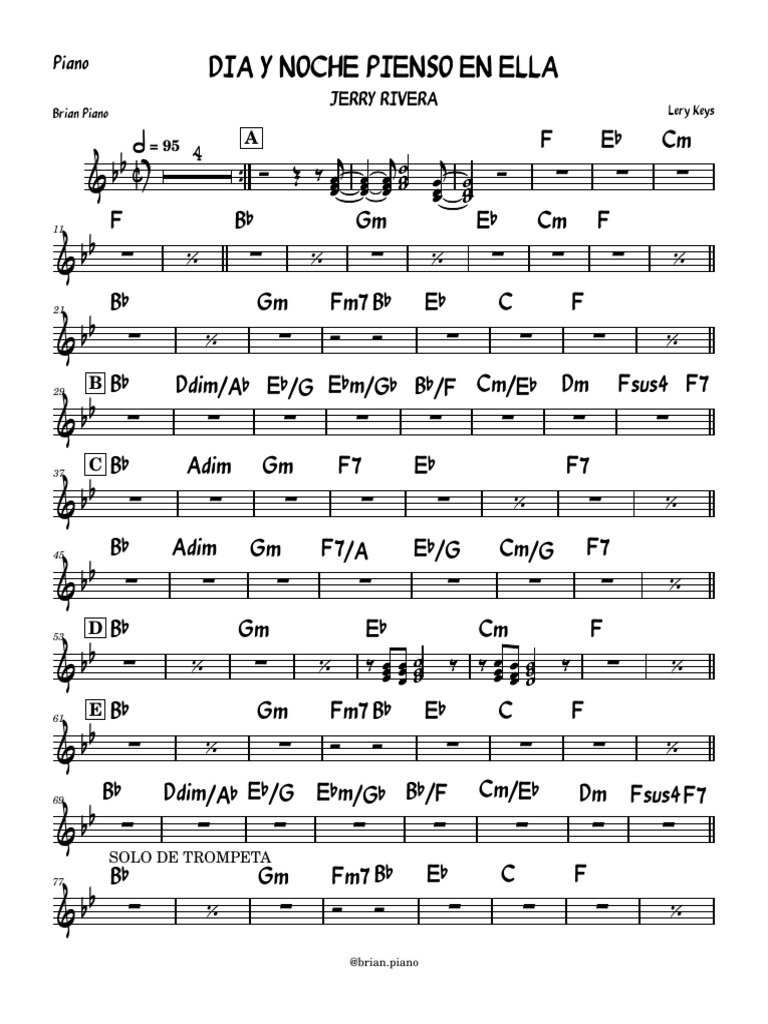 DIA Y NOCHE PIENSO EN ELLA-Piano | PDF