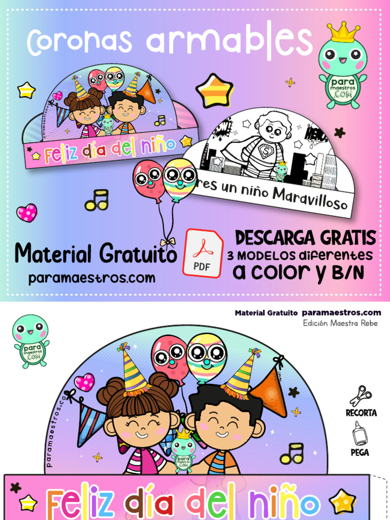 Coronas Armables Día Del Niño Material Gratuito Paramaestroscom Edición ...