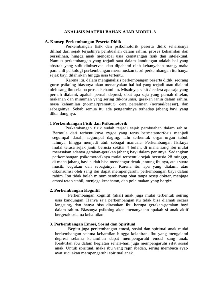 Analisis Materi Bahan Ajar Modul 3 | PDF