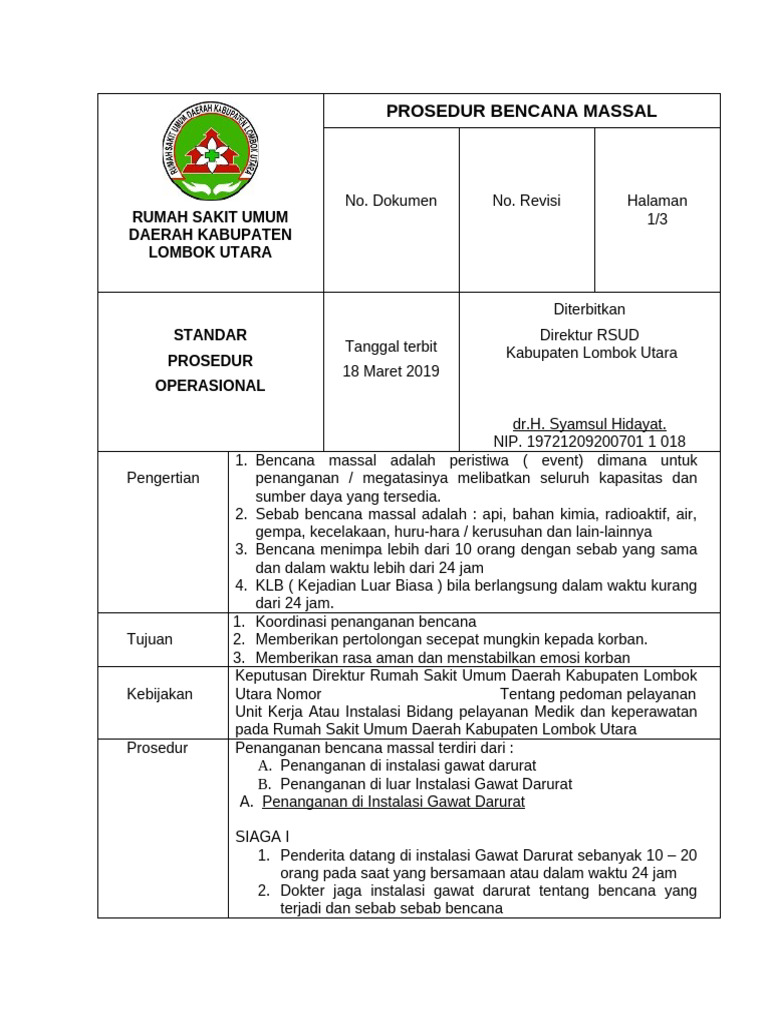 Sop Bencana IGD | PDF