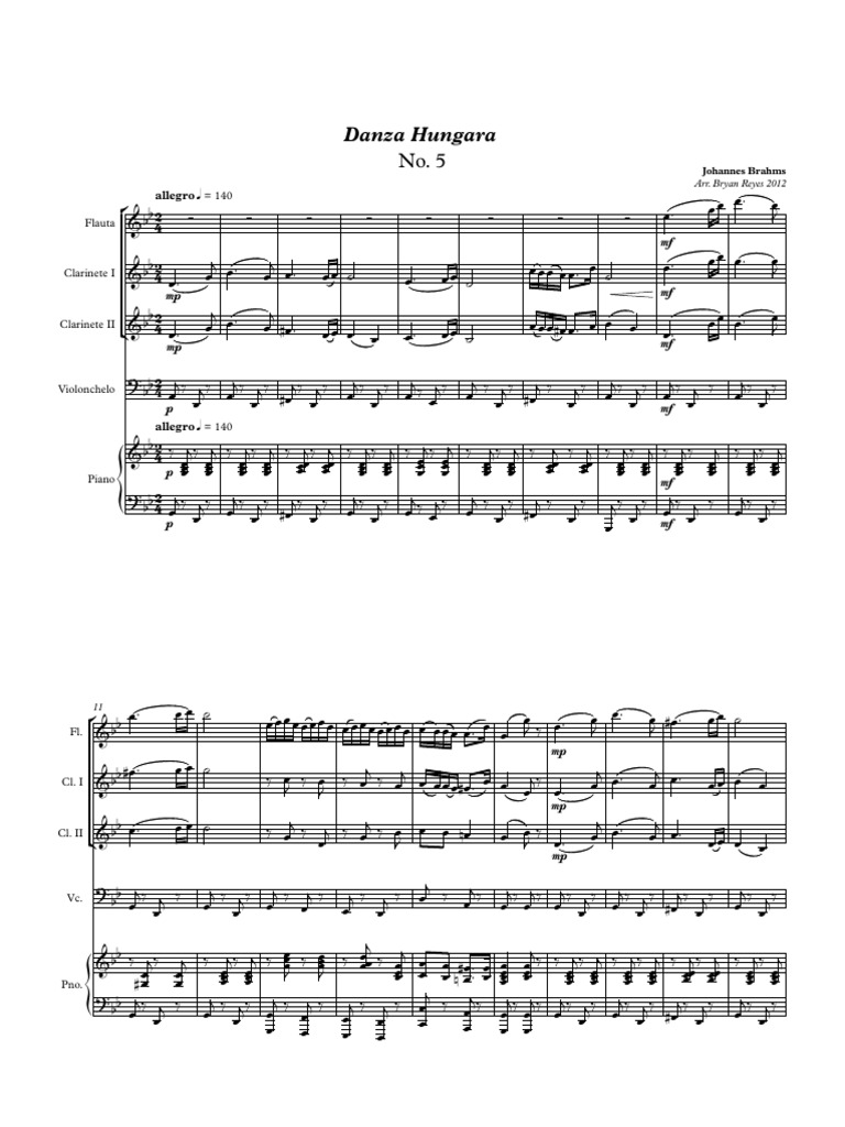 Hungarian Dance No.5 - Score and Parts | PDF