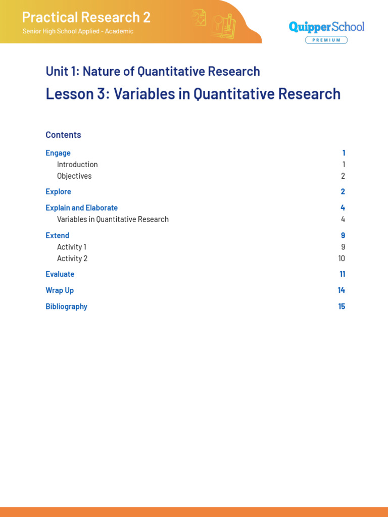 FINAL (SG) - PR2 11 - 12 - UNIT 1 - LESSON 3 - Variables in Quantitative Research 2 | PDF