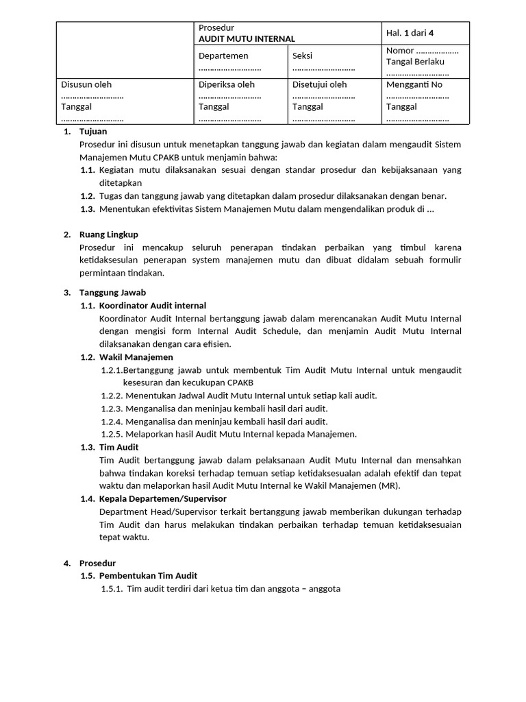 P. Prosedur Audit Mutu Internal | PDF