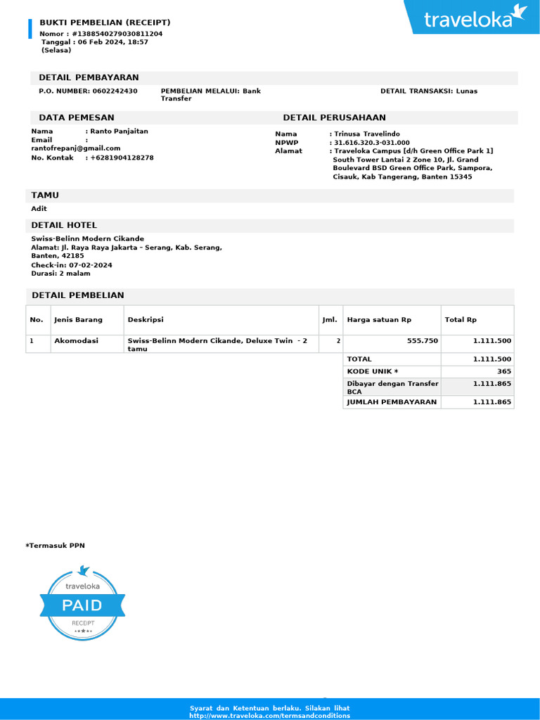 Traveloka Teguh | PDF