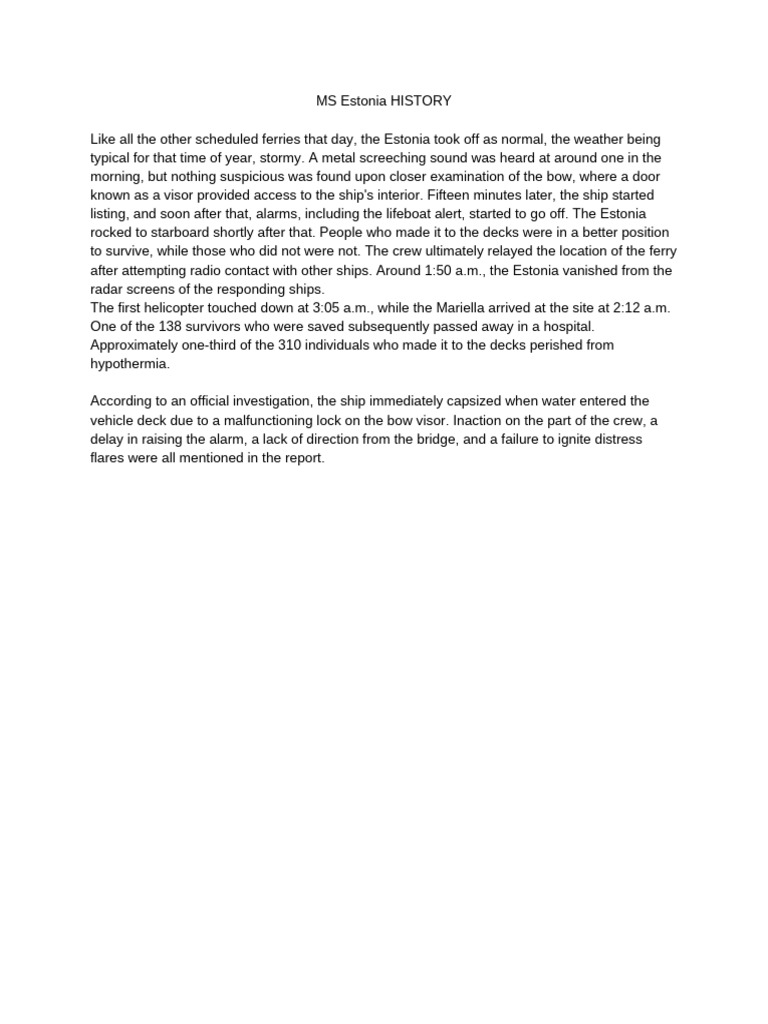 Ms Estonia History | PDF