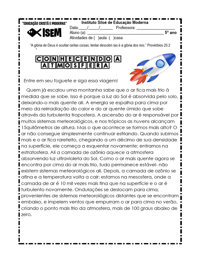 Conhecendo A Atmosfera E A Água Do Nosso Planeta | PDF