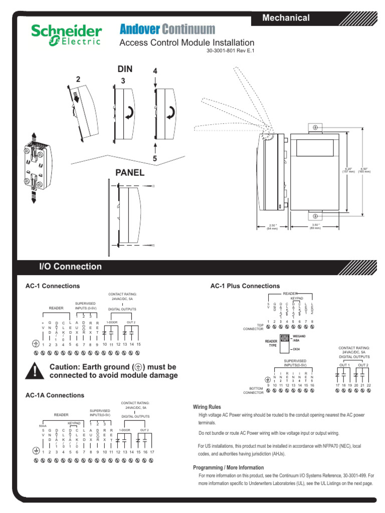 30-3001-801 Andover Continuum Access Control Module Installation Instructions | PDF