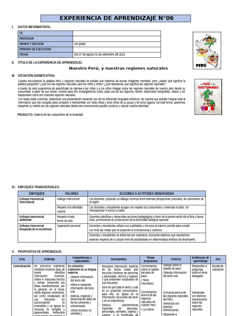 1°_GRADO_-_EXPERIENCIA_DE_APRENDIZAJE_N°06 | PDF