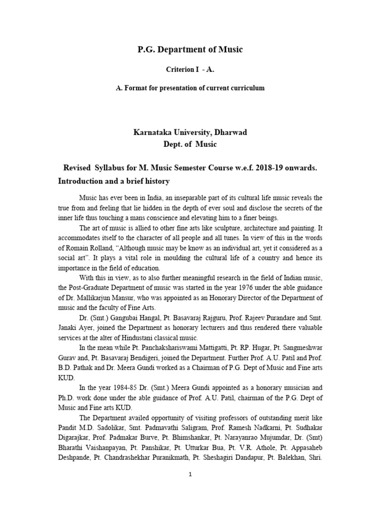 M. Music Syllabus Overview 2018-19 | PDF | Classical And Art Music ...