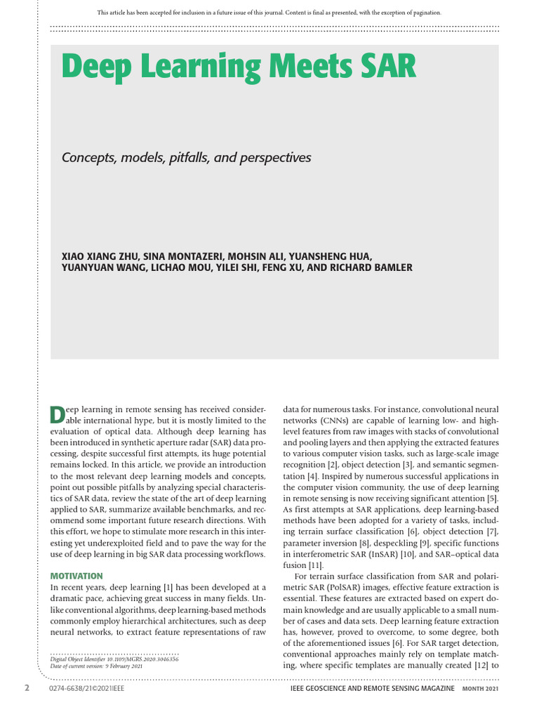 2021 - XiaoXiangZhu - Deep Learning Meets SAR | PDF