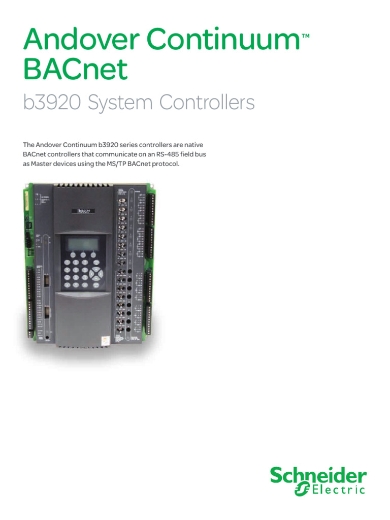Andover Continuum BACnet-b3920-Datasheet | PDF