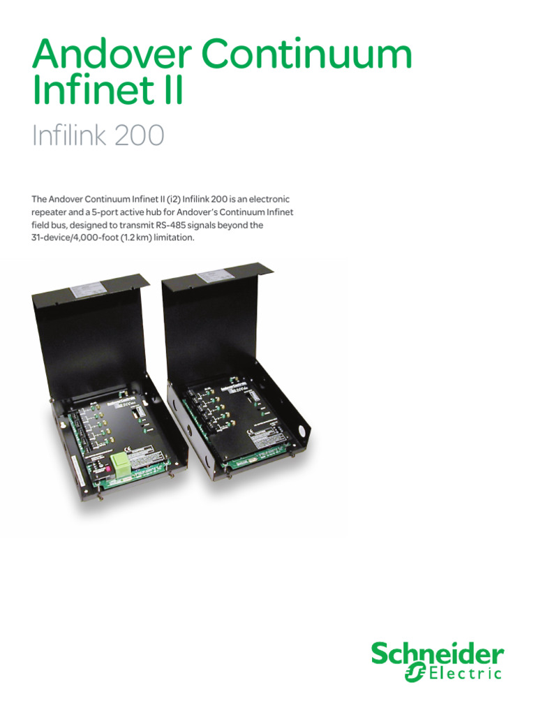 Andover Continuum Infinet II Infilink 200 Datasheet | PDF