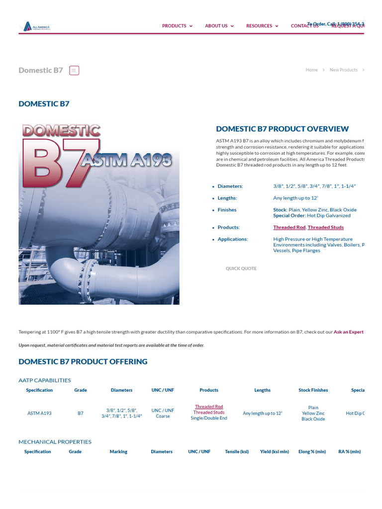 ASTM A 194 B7 - All America Threaded Products | PDF | Corrosion | Pipe ...