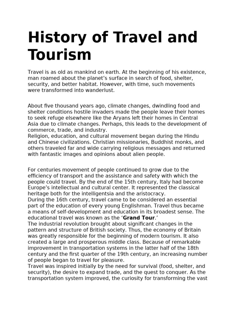 History of Travel and Tourism | PDF | Tourism | Politics