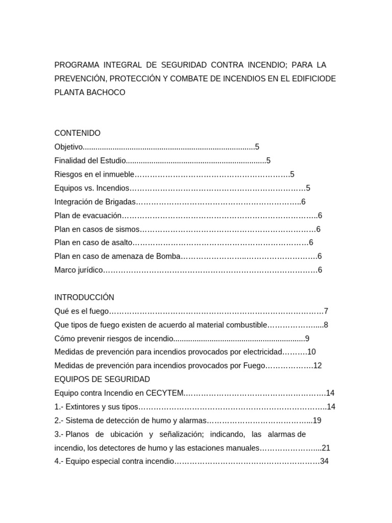 Programa Integral de Seguridad Contra Incendio | PDF
