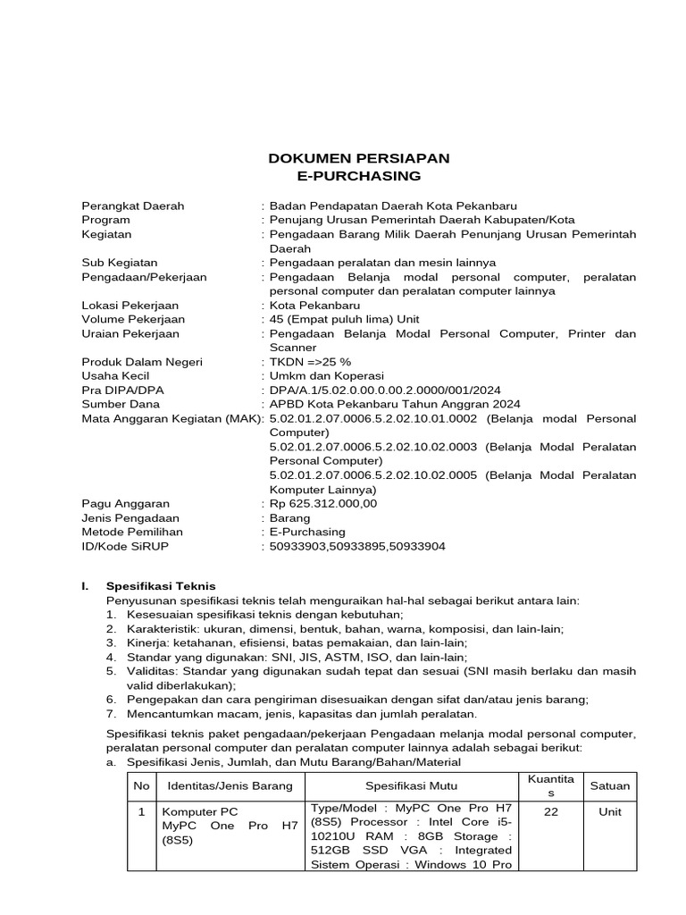 01 Template Dokumen Persiapan E-Purchasing Belanja Modal Personal ...