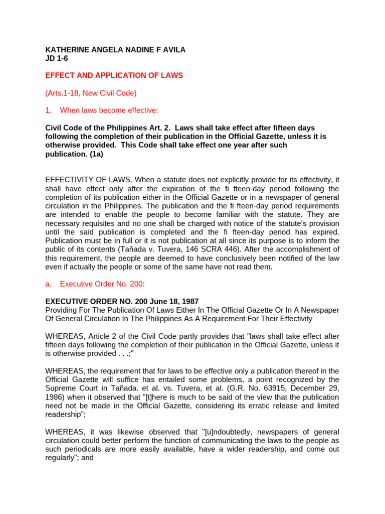 1 PFR 1 Effect and Application of Laws | PDF