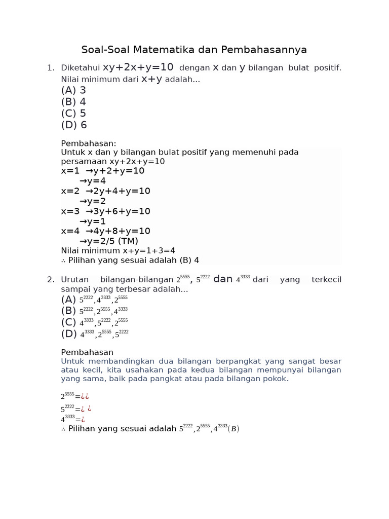 Soal-Soal Dan Pembahasan | PDF