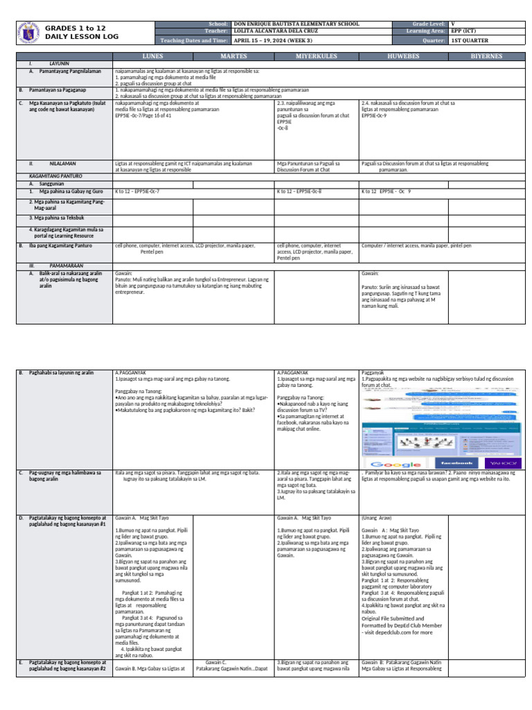 DLL - Epp 5 - Q1 - W3 | PDF