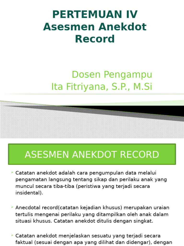 Asesmen Anekdot Record | PDF