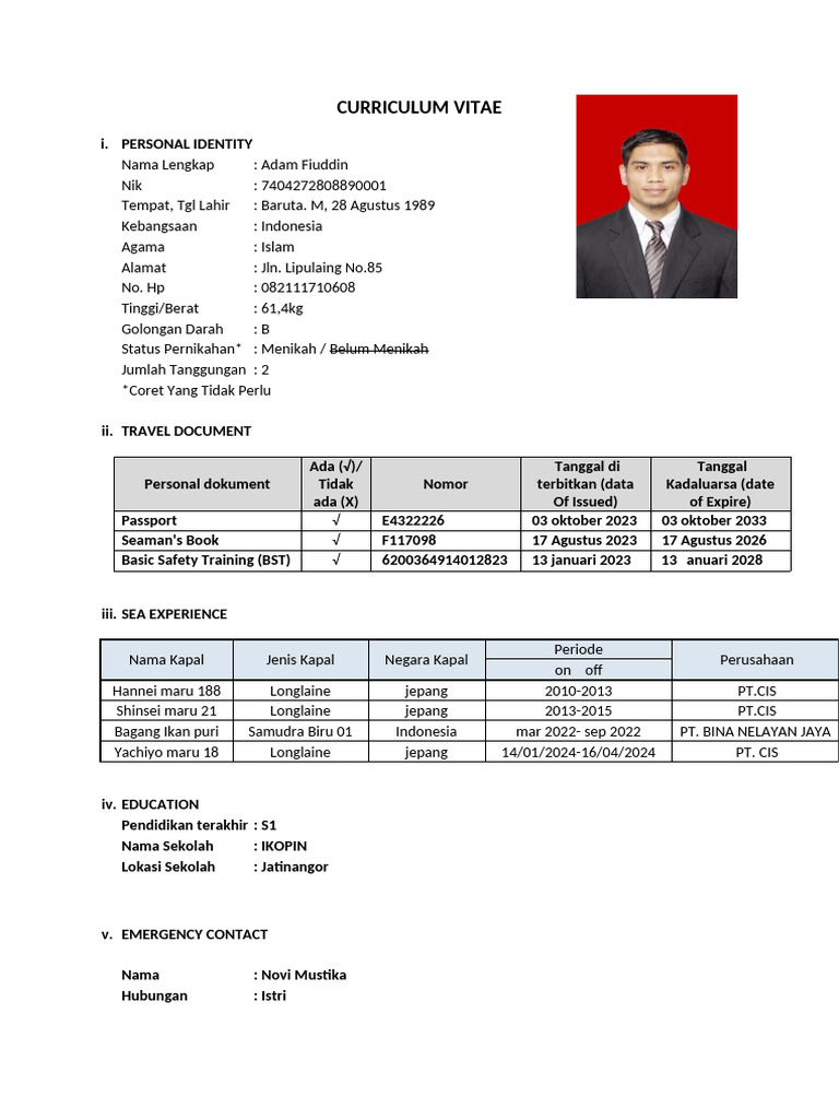 Curriculum Vitae Adam Fiuddin | PDF