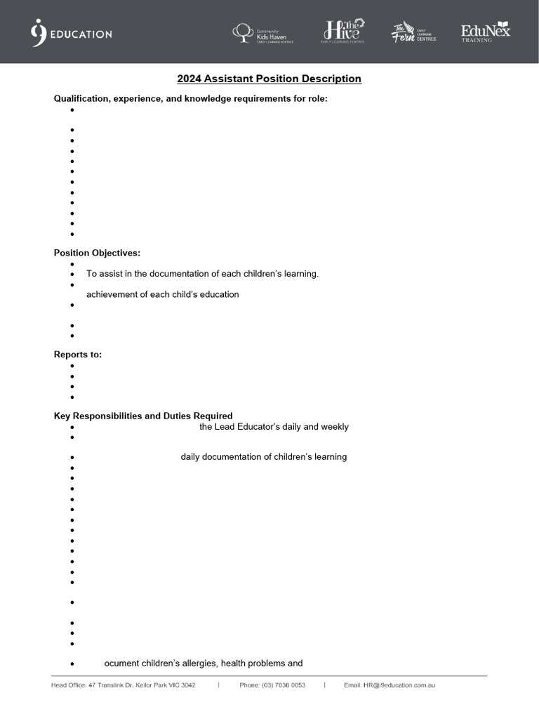 2024 Assistant Position Description 2 | PDF