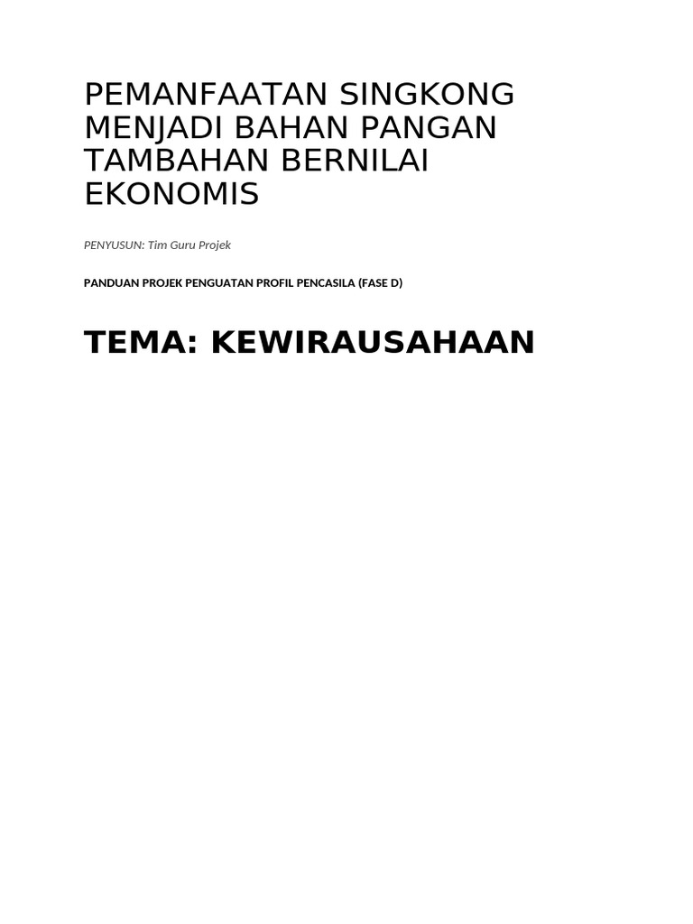 Modul Projek Kewirausahaan - MODUL PROYEK KEWIRAUSAHAAN - Fase D | PDF