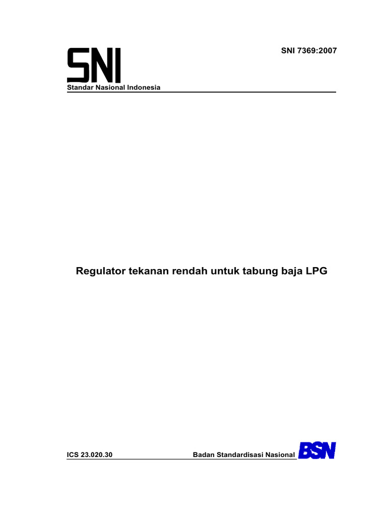 12a. SNI 7369-2007 Regulator LPG | PDF