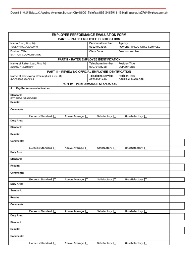Employee Performance Evaluation | PDF