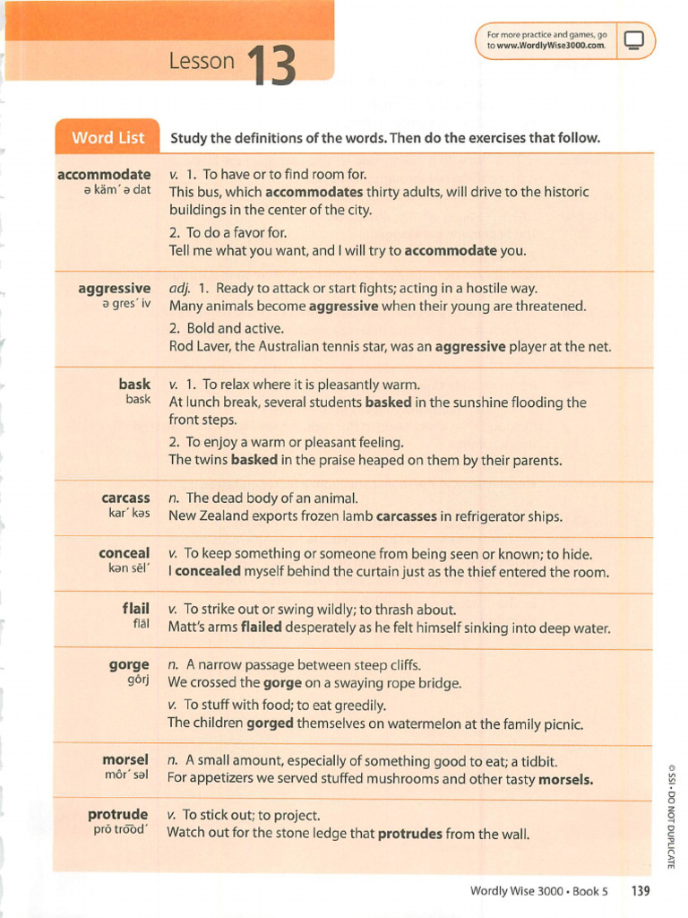 5th Grade Wordly Wise Lesson 13 | PDF